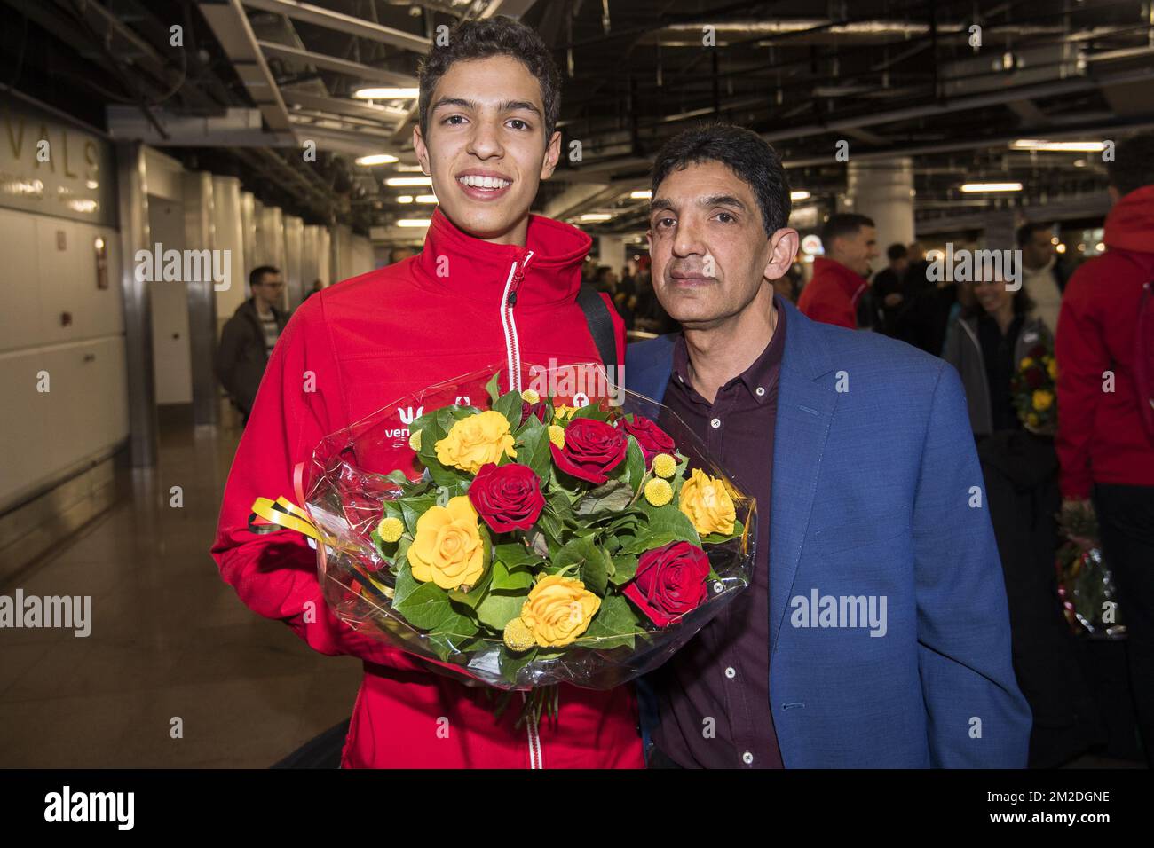 Belgian Jonathan Sacoor and his father pictured during the return of ...