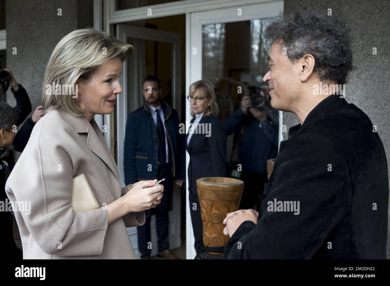 Queen Mathilde of Belgium and Jean Bosco Safari pictured during a visit ...