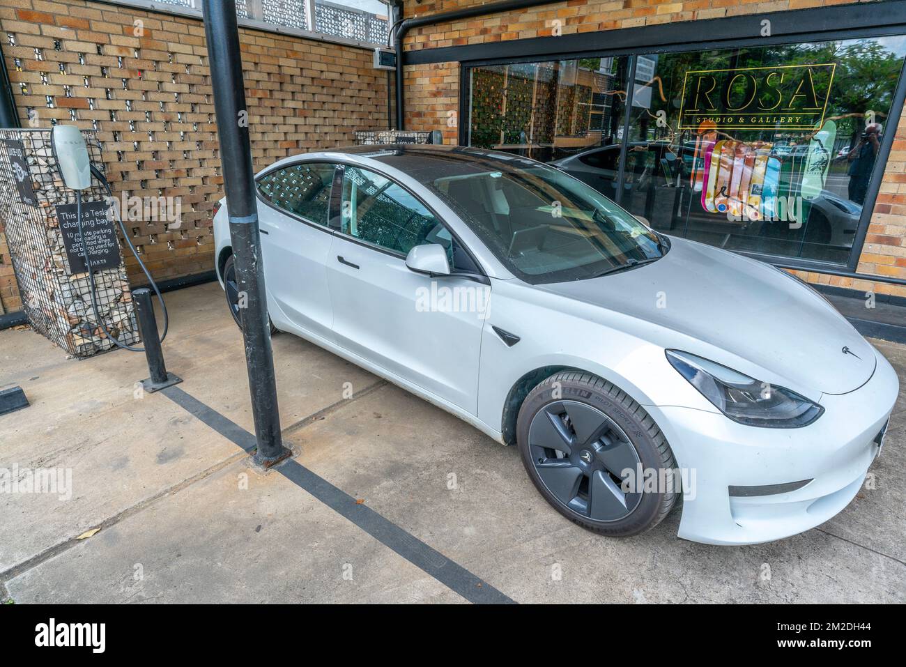Tesla Electric car being charged at thw MArts centre in Murwillumbah in ...