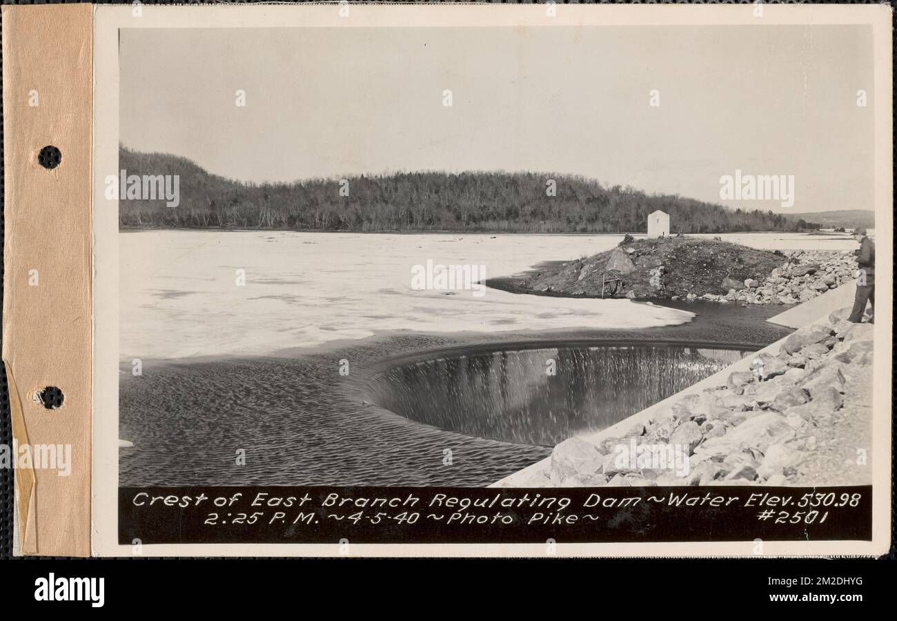 Crest of East Branch regulating dam, water elevation 530.98, Quabbin ...