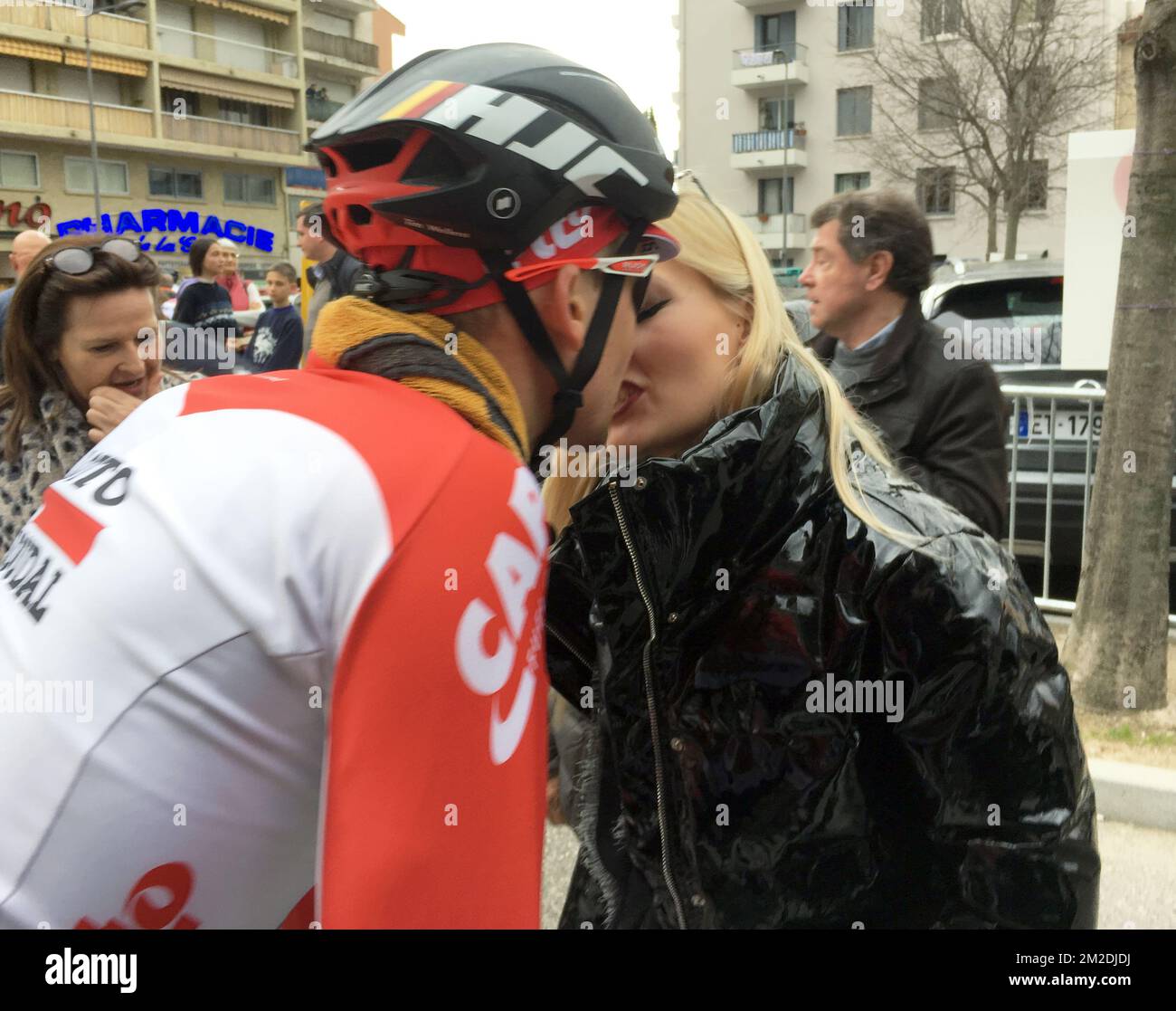Belgian Tim Wellens of Lotto Soudal and his girlfriend Sophie Daniels ...