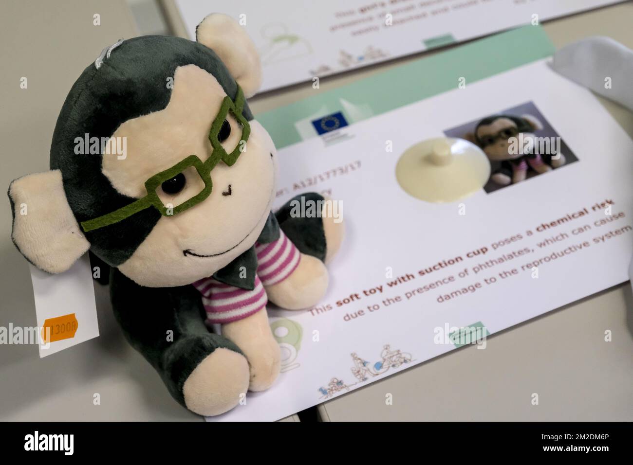 Illustration picture shows a soft monkey toy during a press visit to ...