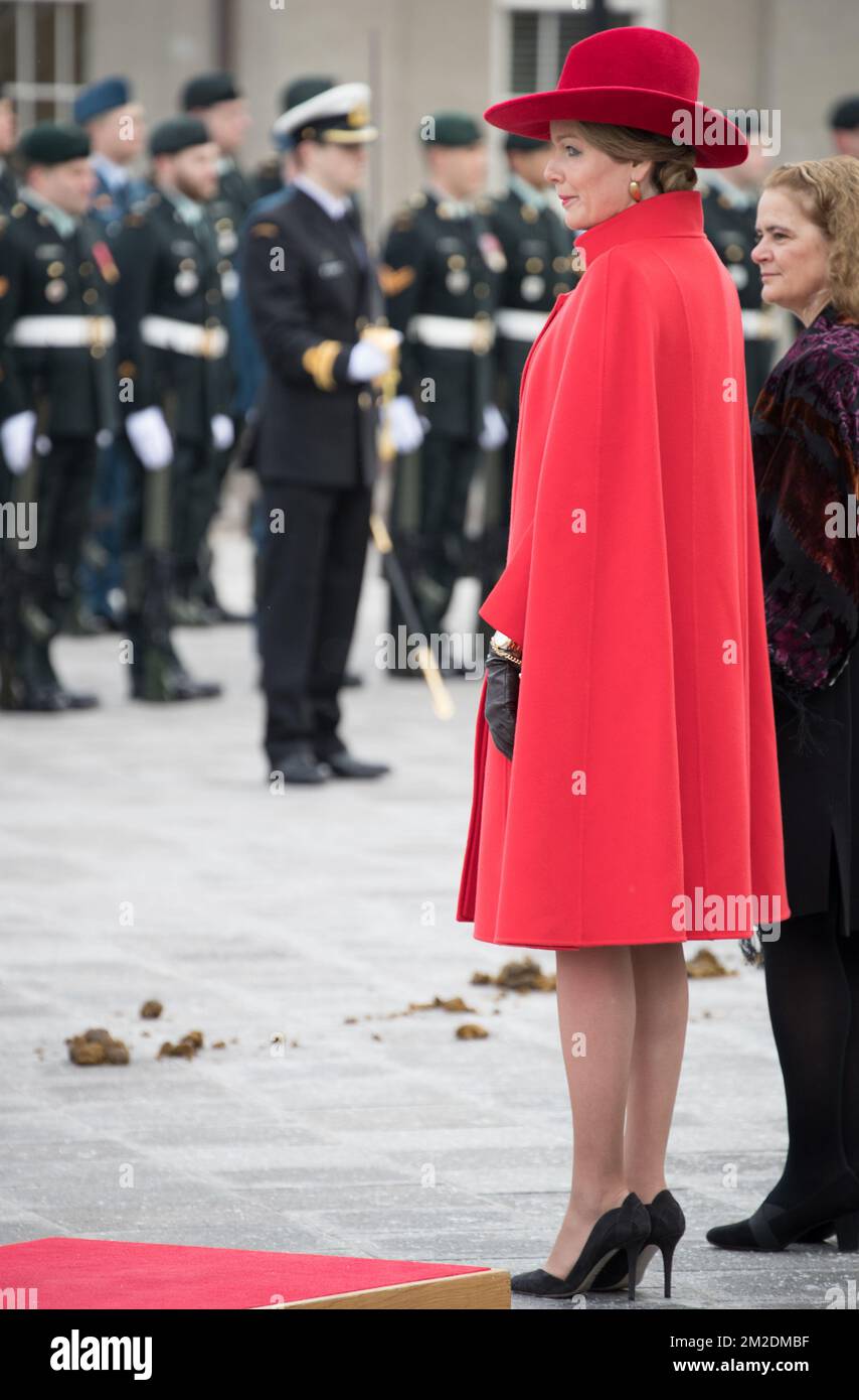 Queen Mathilde of Belgium and Canada Governor General Julie Payette pictured during the first ...