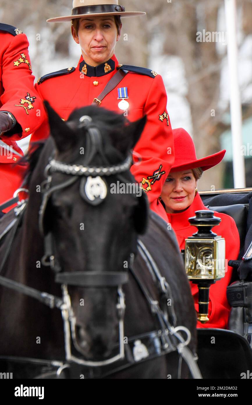 Queen Mathilde of Belgium pictured during the official welcoming at ...