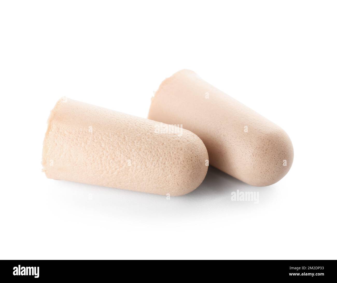 Foam ear plugs on white background Stock Photo - Alamy