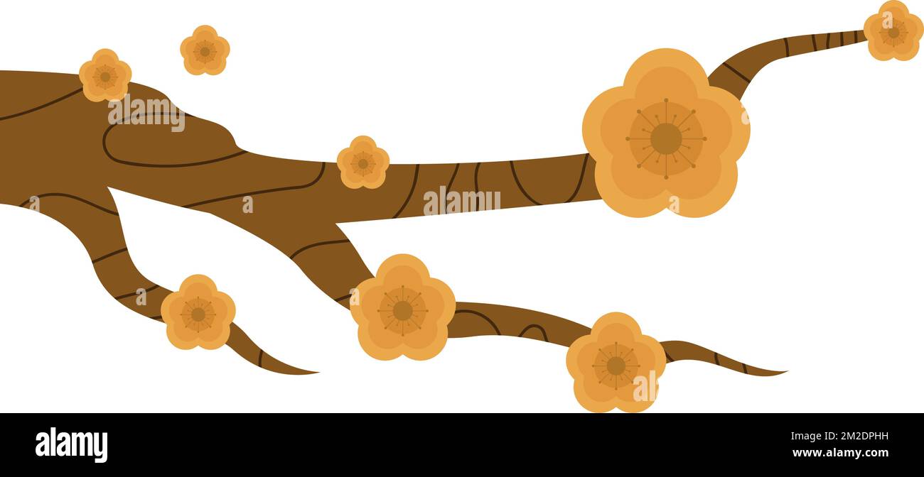 chinese tree branch with golden flower Stock Vector Image & Art - Alamy