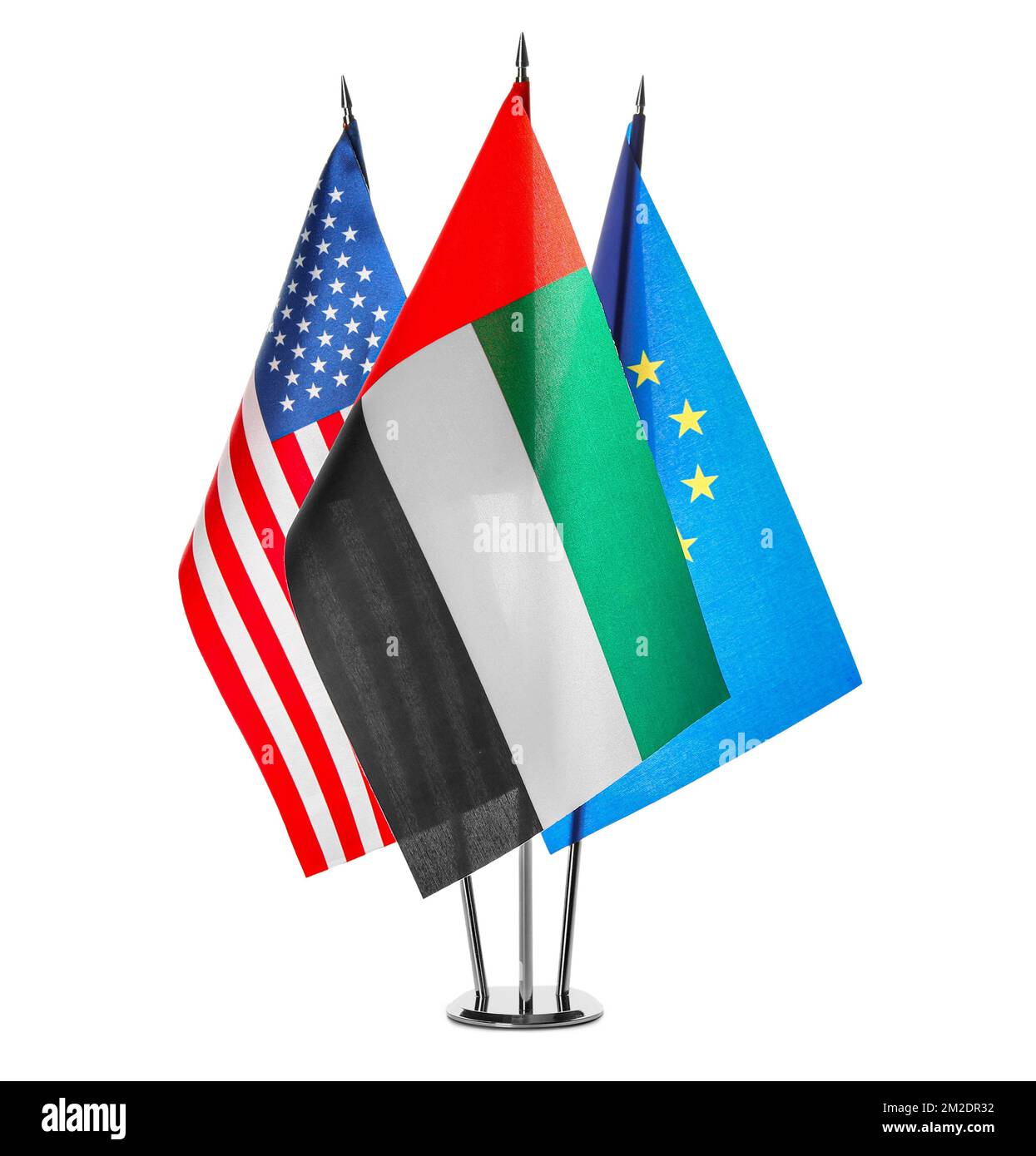 Flags of UAE, USA and European Union on white background Stock Photo ...