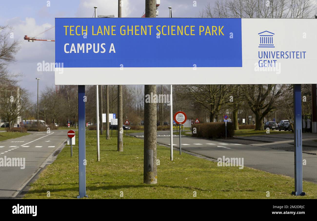 Illustration picture shows a sign introducing the 'Tech Lane Ghent ...