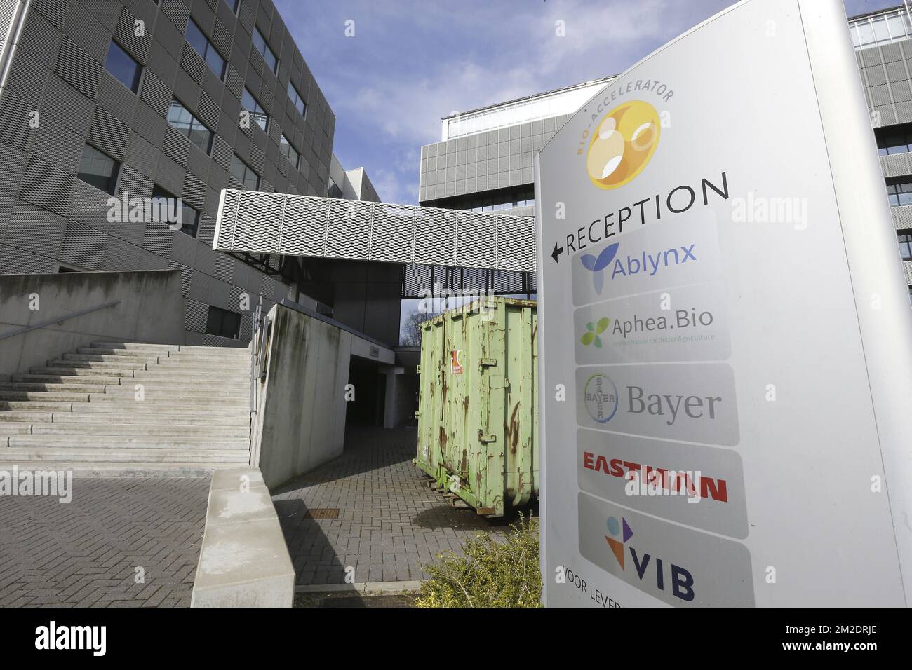 Logos of the Ablynx, Aphea.bio, Bayer, Eastman and VIB enterprises ...