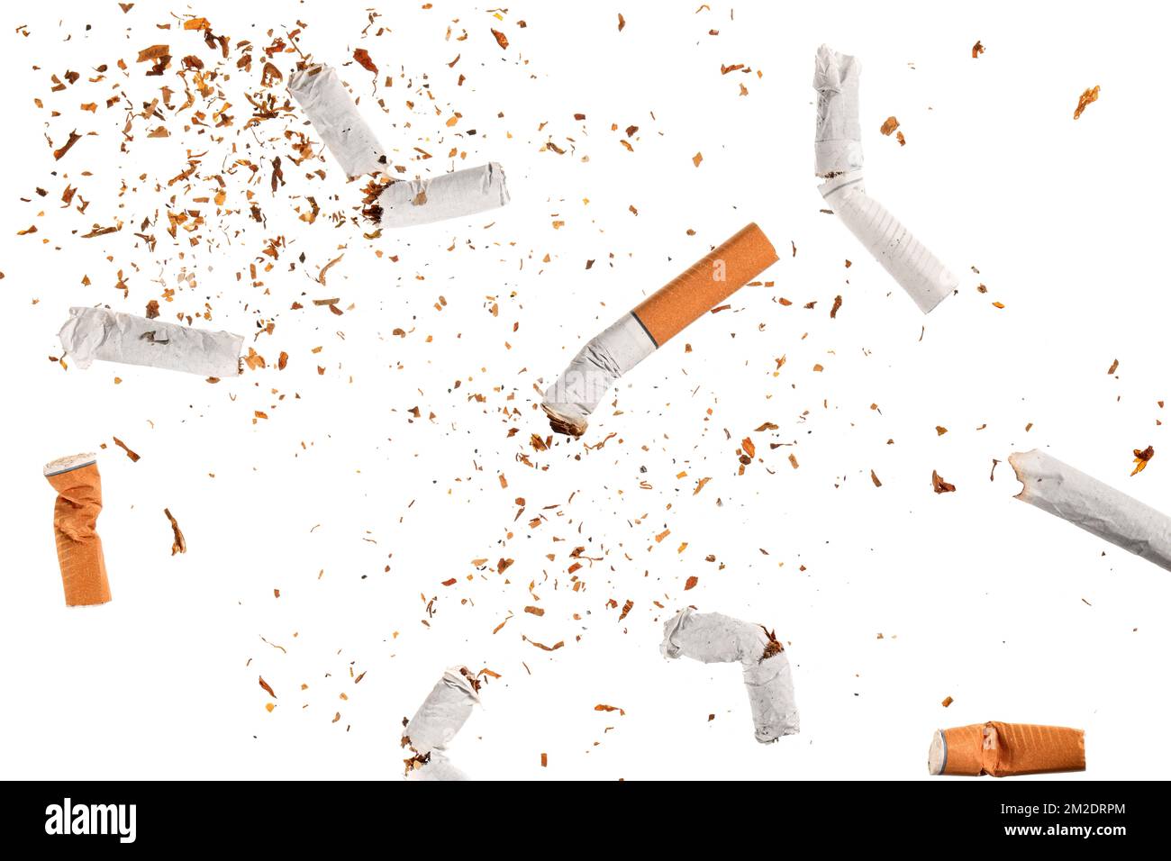 Broken cigarettes isolated on white background Stock Photo - Alamy