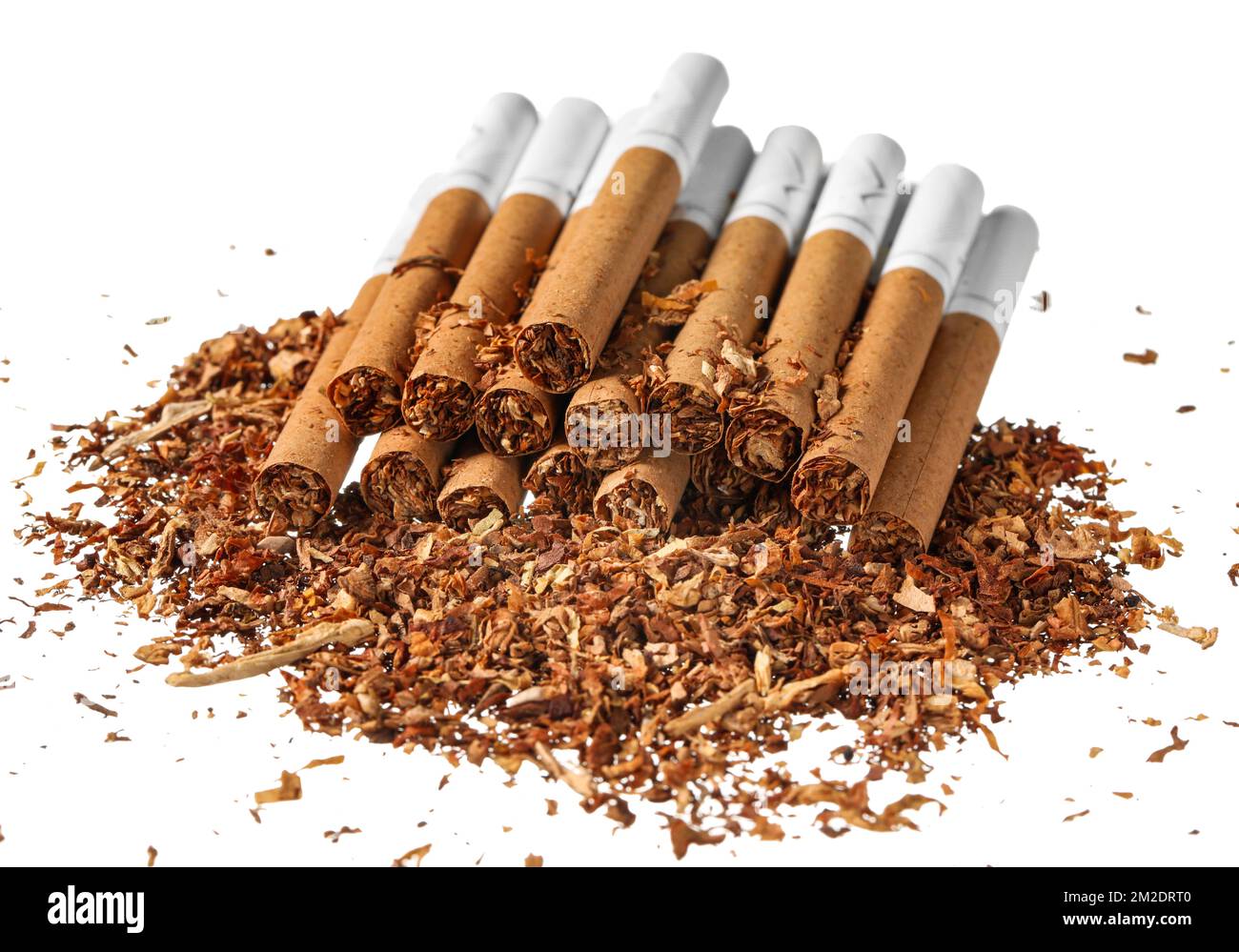 Whole cigarettes and tobacco isolated on white background Stock Photo ...