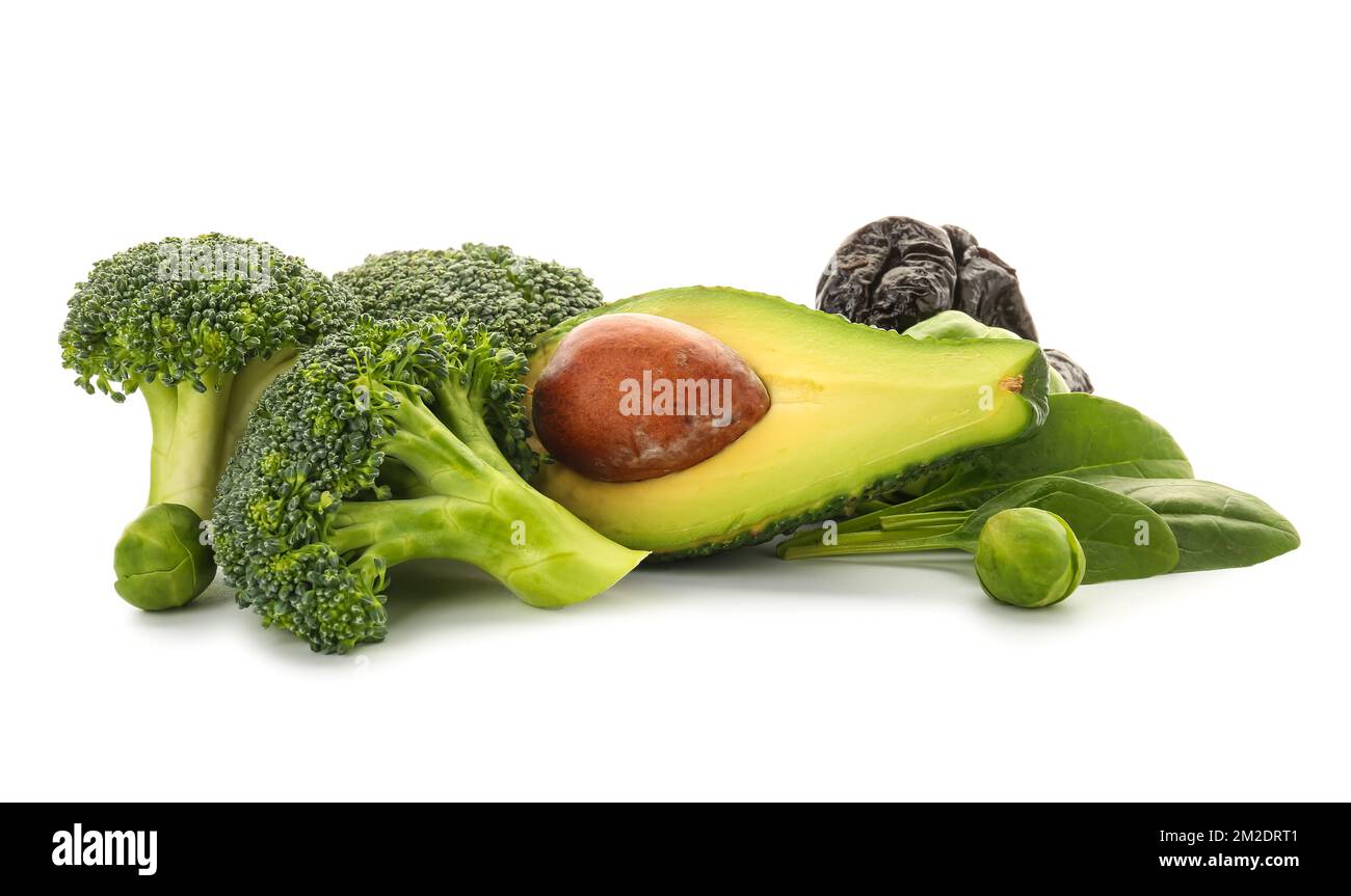 Healthy products isolated on white background Stock Photo - Alamy