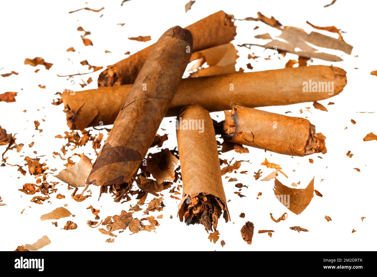 Broken cigars isolated on white background Stock Photo - Alamy