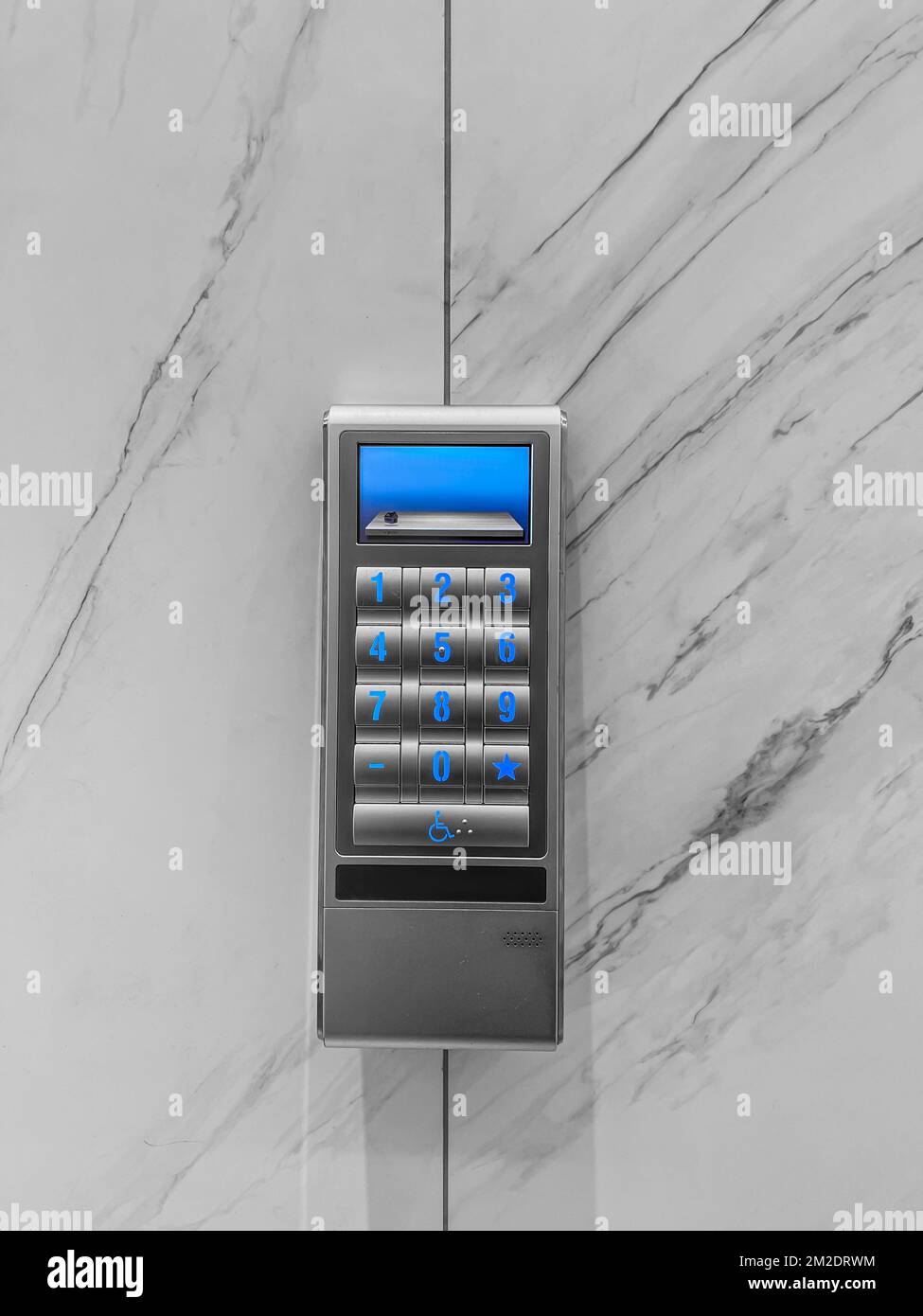 Modern intercom on marble wall Stock Photo - Alamy