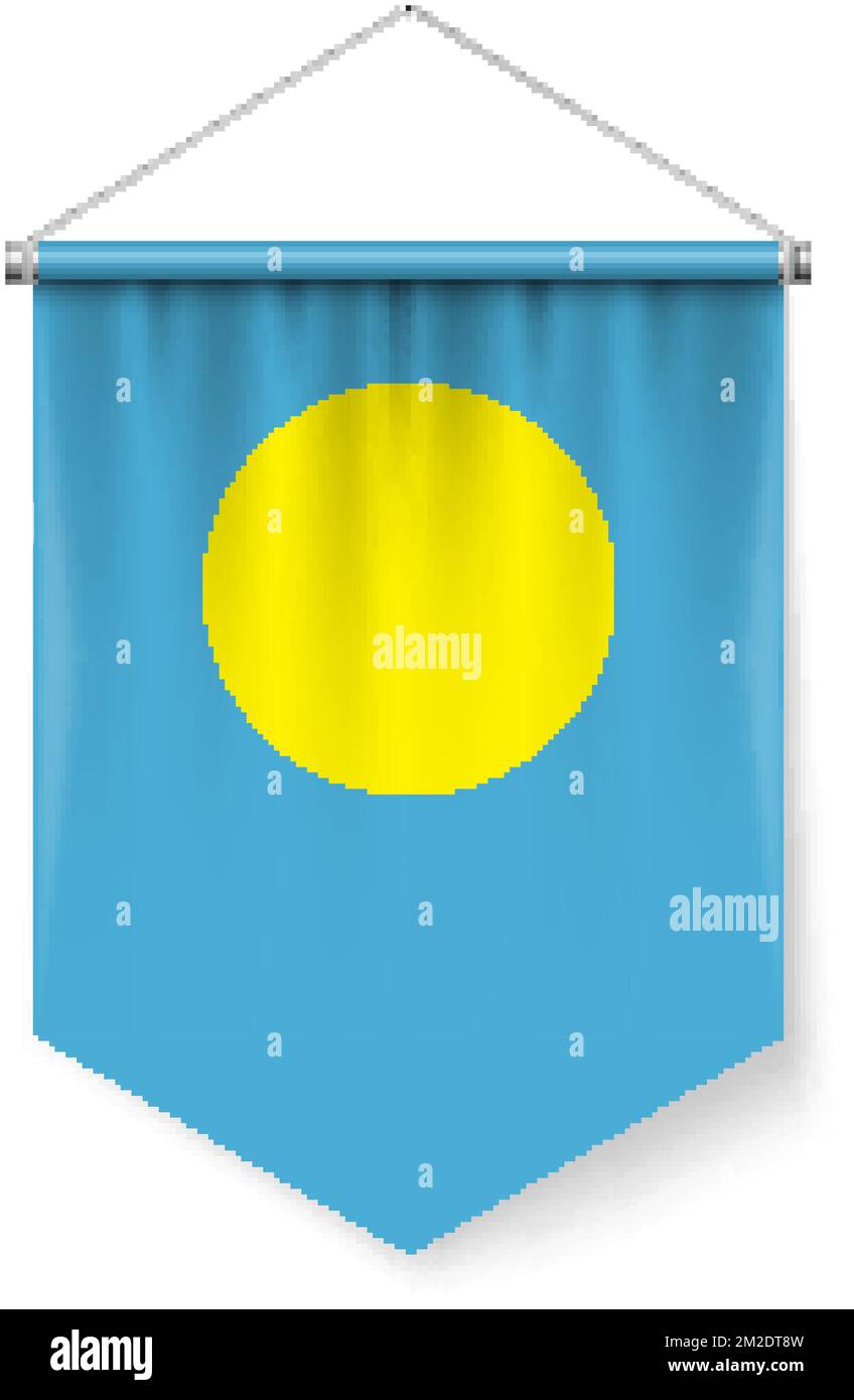 Vertical Pennant Flag of Palau as Icon on White with Shadow Effects ...