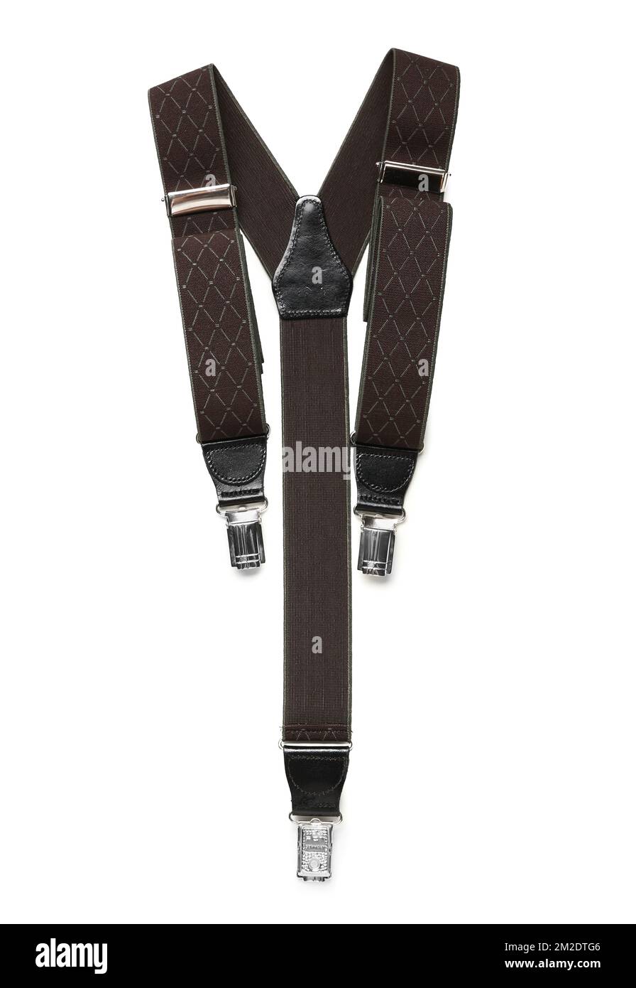 Stylish suspenders on white background Stock Photo - Alamy