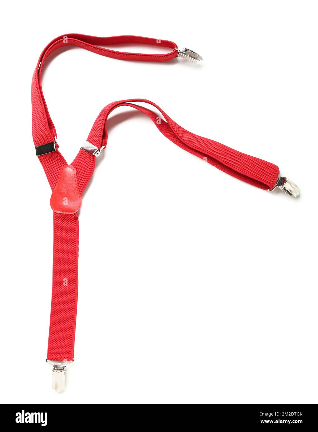 Stylish red suspenders on white background Stock Photo - Alamy
