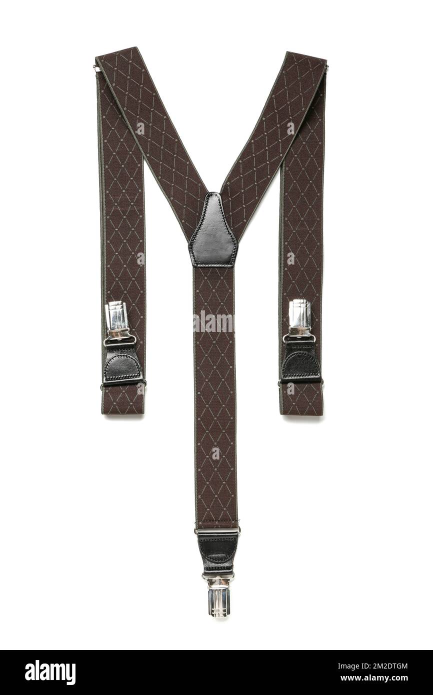 Stylish suspenders on white background Stock Photo - Alamy