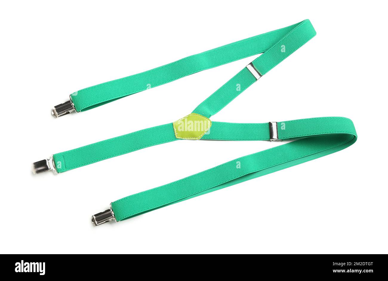 Green suspenders on white background Stock Photo - Alamy