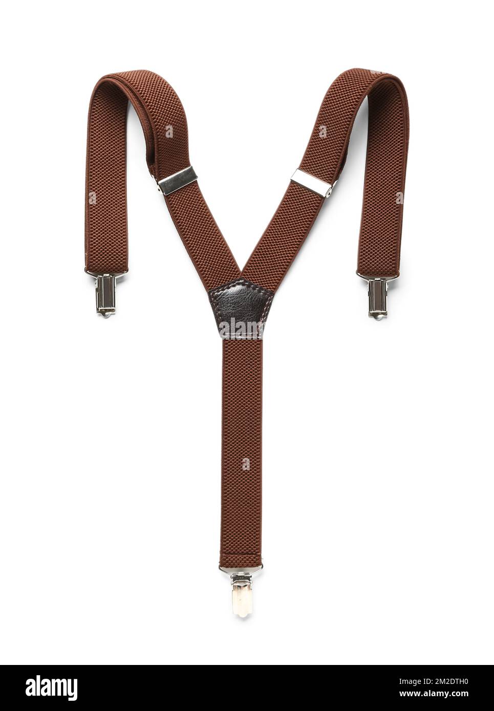 Brown suspenders on white background Stock Photo - Alamy