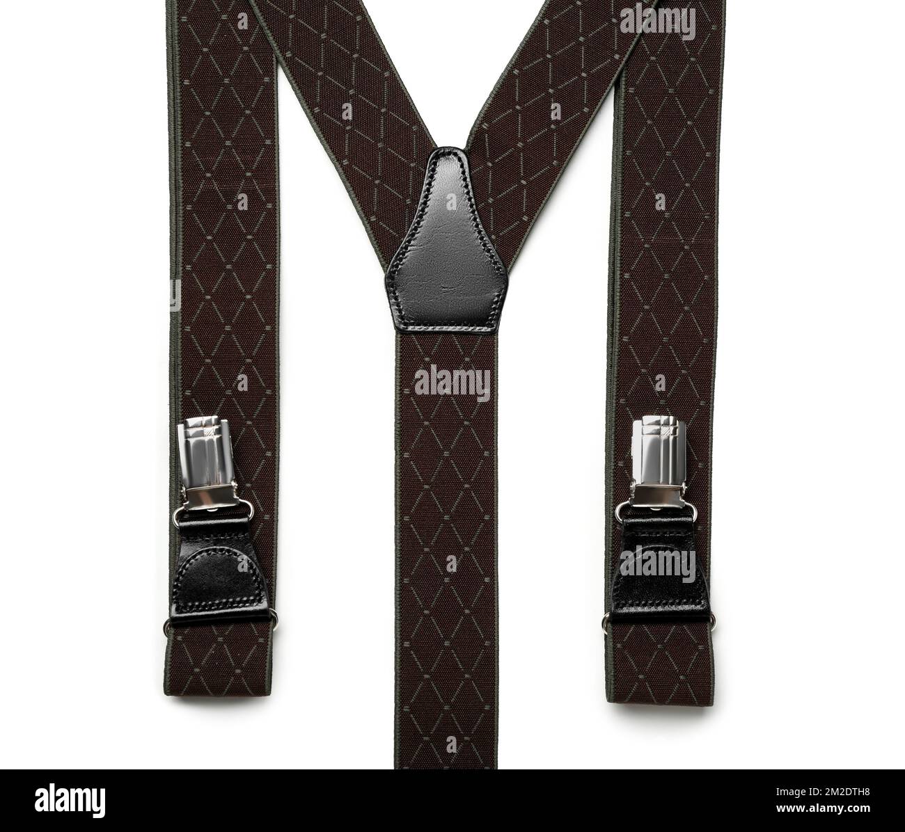 Closeup view of stylish suspenders on white background Stock Photo - Alamy