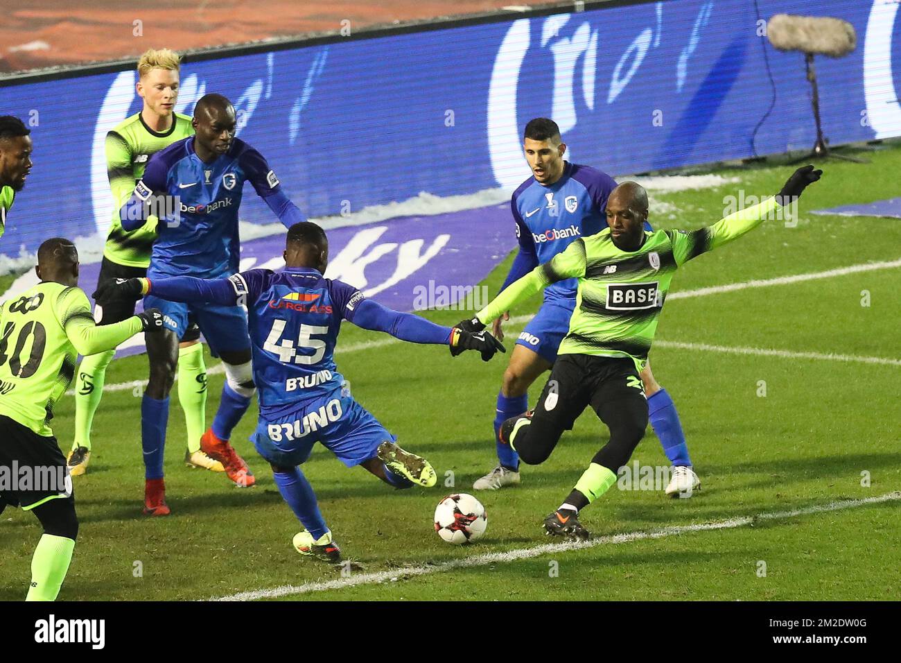 Genk's Joseph Aidoo and Standard's Luis Pedro Cavanda fight for the ...