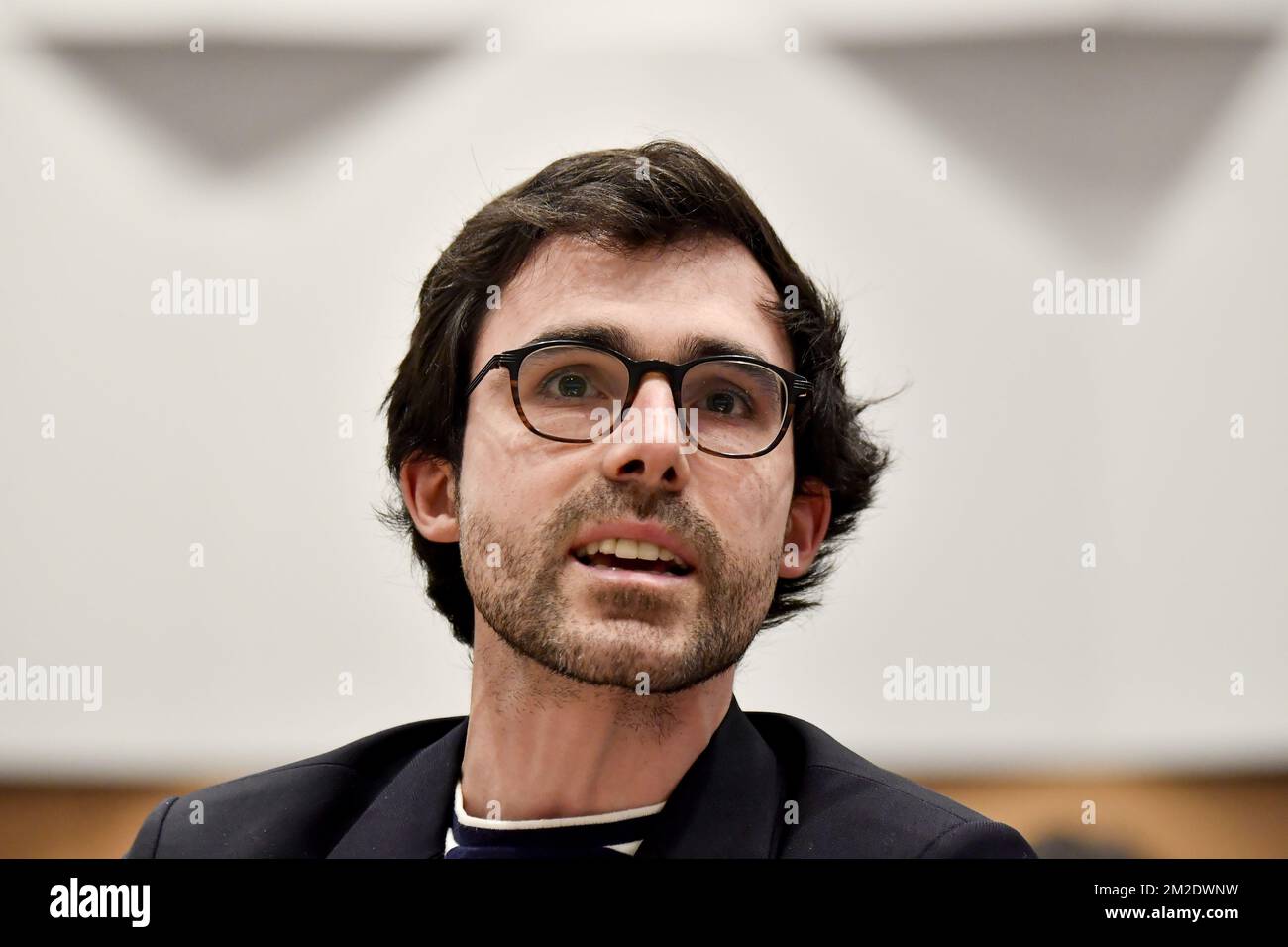Groen's head of group Kristof Calvo pictured during a hearing of the ...