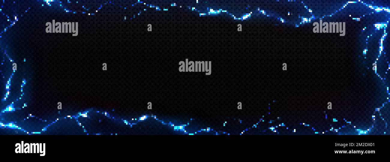 Lightning frame, thunder bolt effect background with blue electric ...