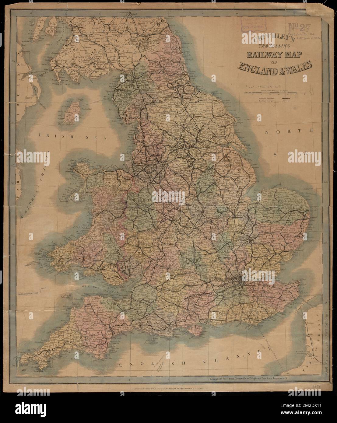 Cruchley's travelling railway map of England & Wales , Railroads ...
