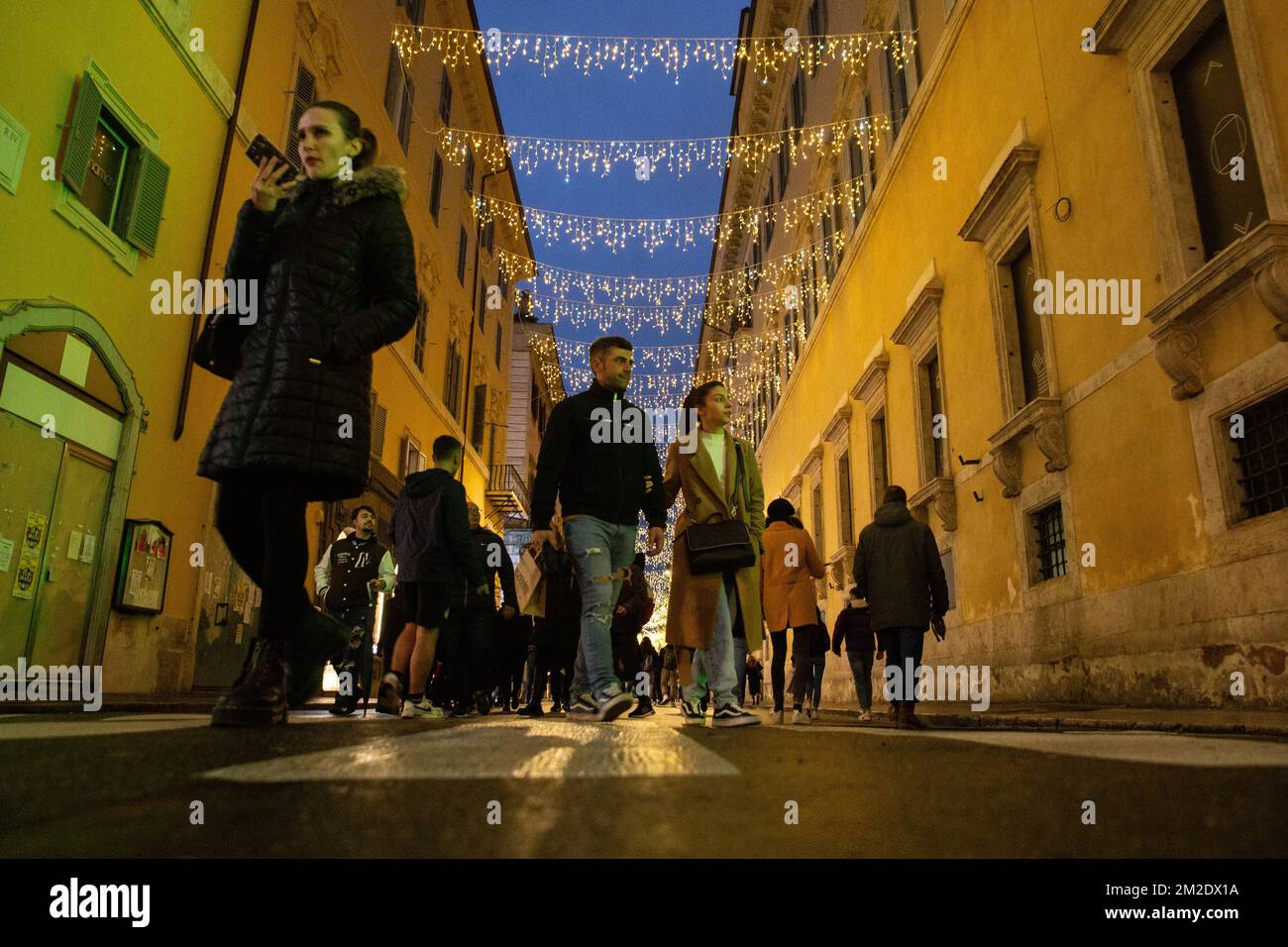Rome, Italy. 13th Dec, 2022. View of Via del Corso in Rome with ...