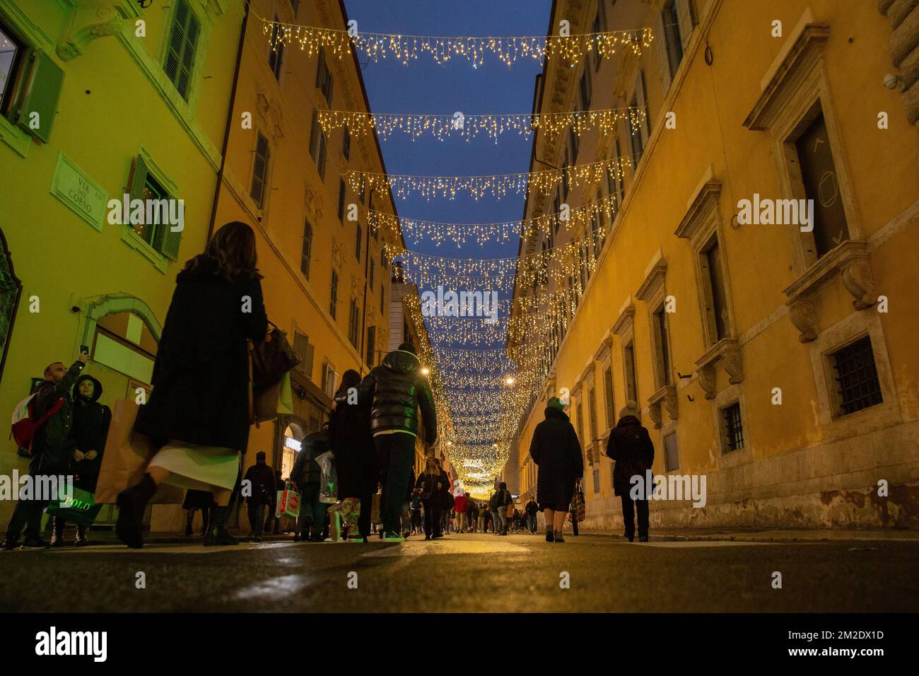 Rome, Italy. 13th Dec, 2022. View of Via del Corso in Rome with ...