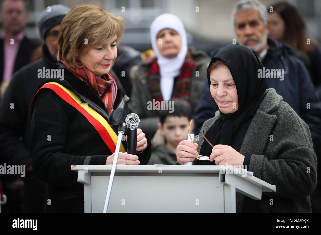 Molenbeek mayor Francoise Schepmans and Loubna Lafquiri mother pictured ...