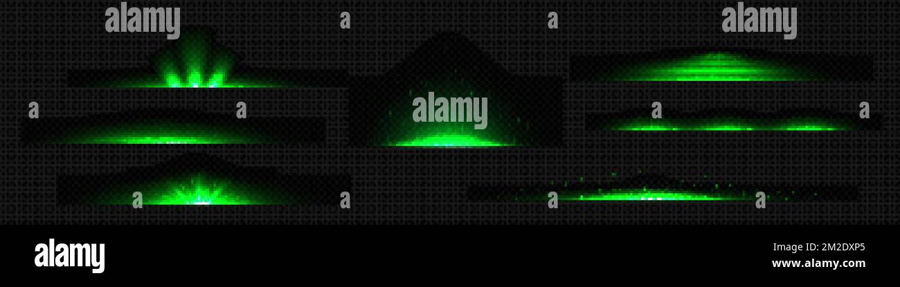 Realistic set of neon green light line dividers png isolated on ...