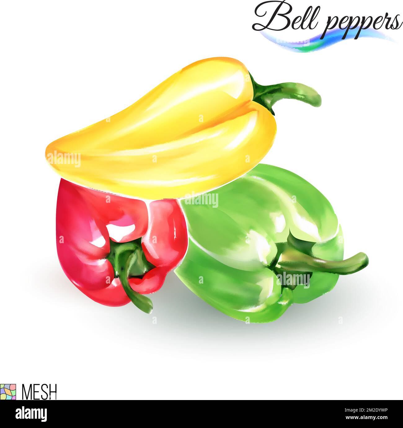 Green peppers watercolor Stock Vector Images - Alamy