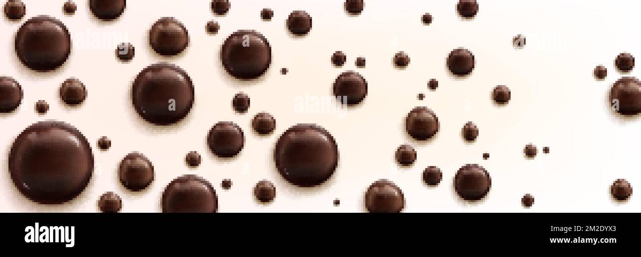 Realistic chocolate bubbles on white background. Vector illustration of ...