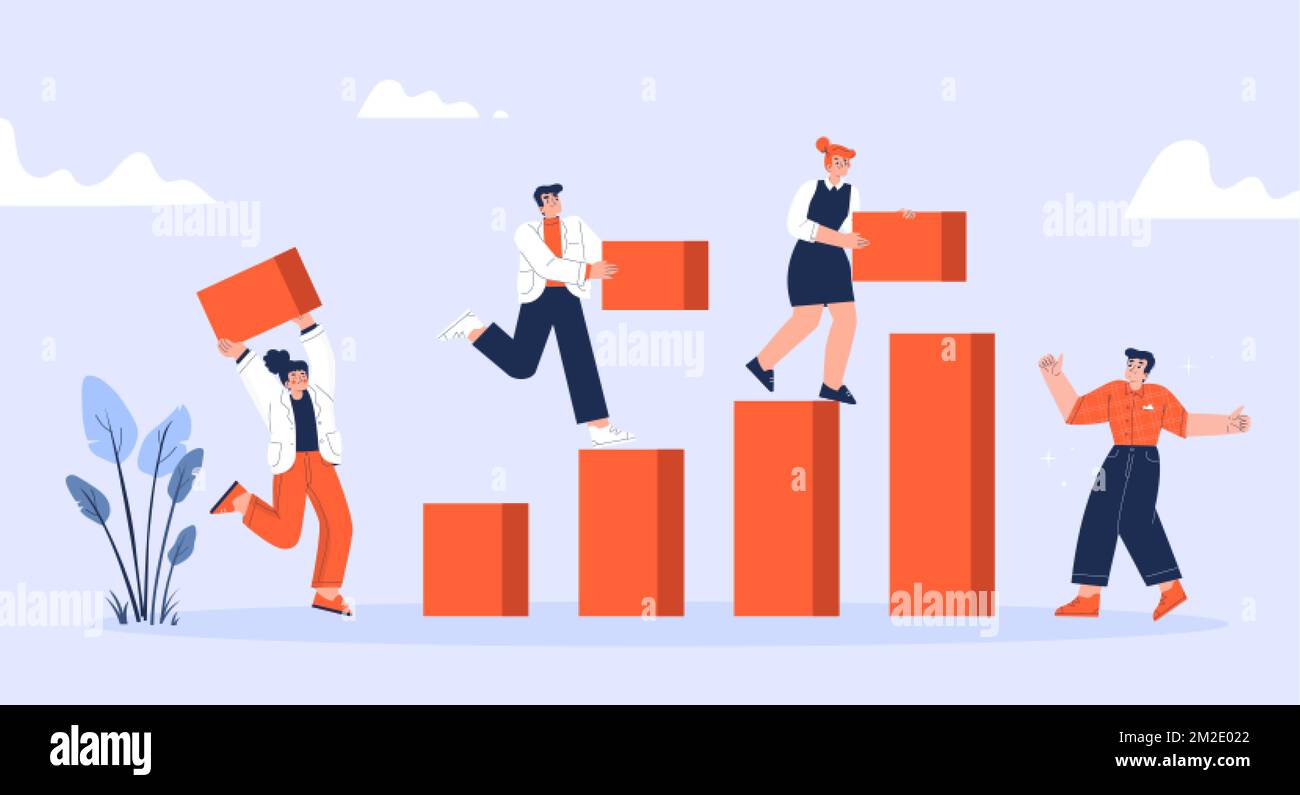 Business team work together, build growth graph. Concept of teamwork ...