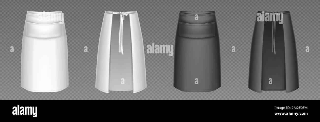 Waist apron, chef kitchen uniform mockup. Black and white clothing ...