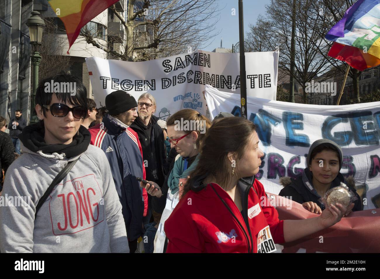 Illustration shows a national protest against racism, hatred ...