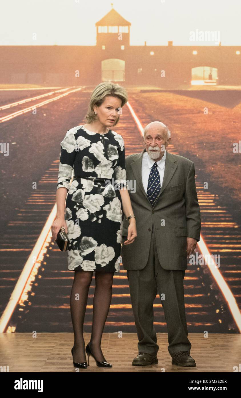 Queen Mathilde of Belgium and Holocaust survivor Simon Gronowski ...