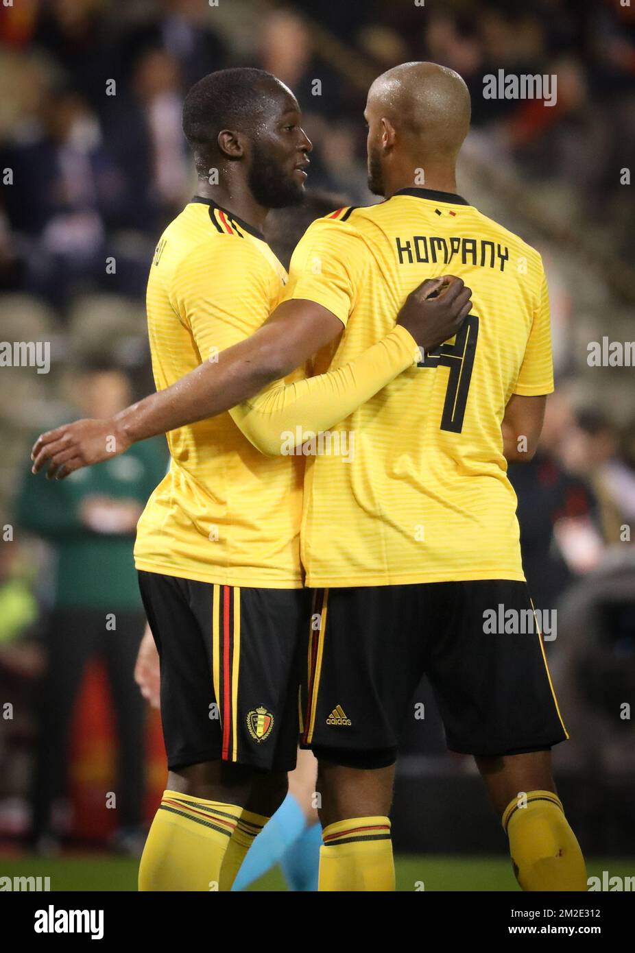 Belgium's Romelu Lukaku and Belgium's Vincent Kompany celebrate after ...