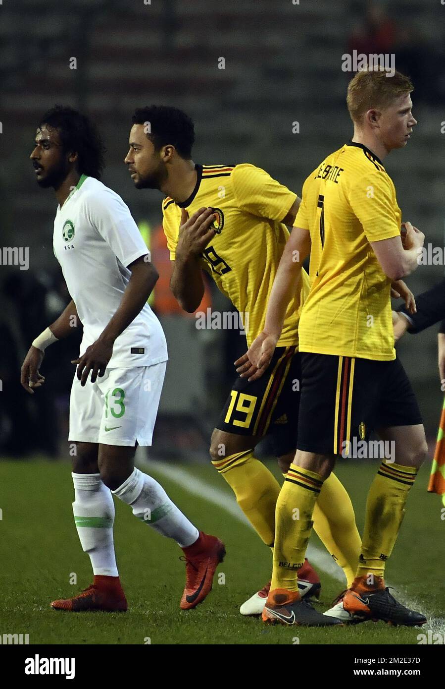 Saudi Arabia's defender Osama Hawsawi, Belgium's Mousa Dembele and ...