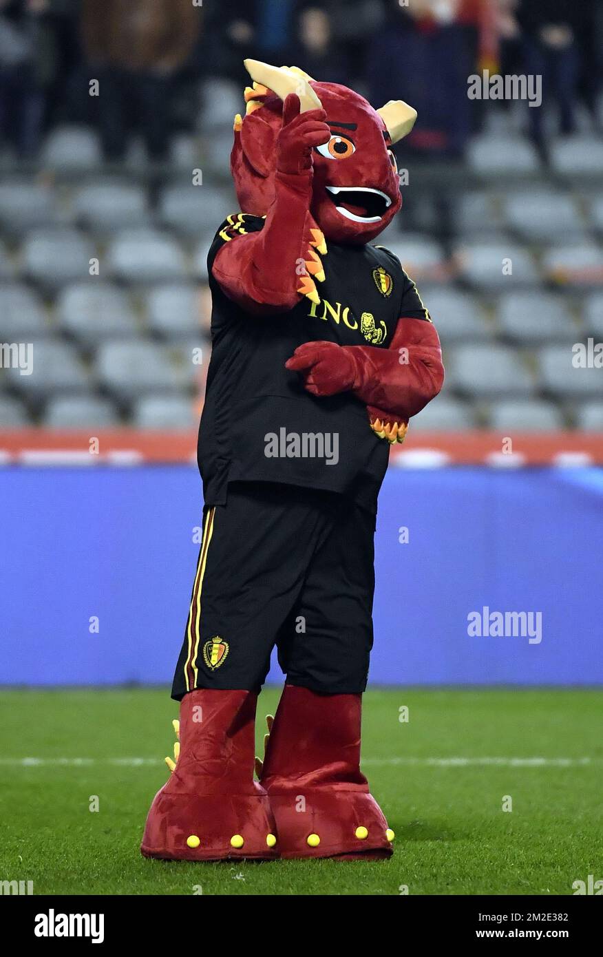 Belgium's mascot Red pictured at a friendly game between the Red Devils ...
