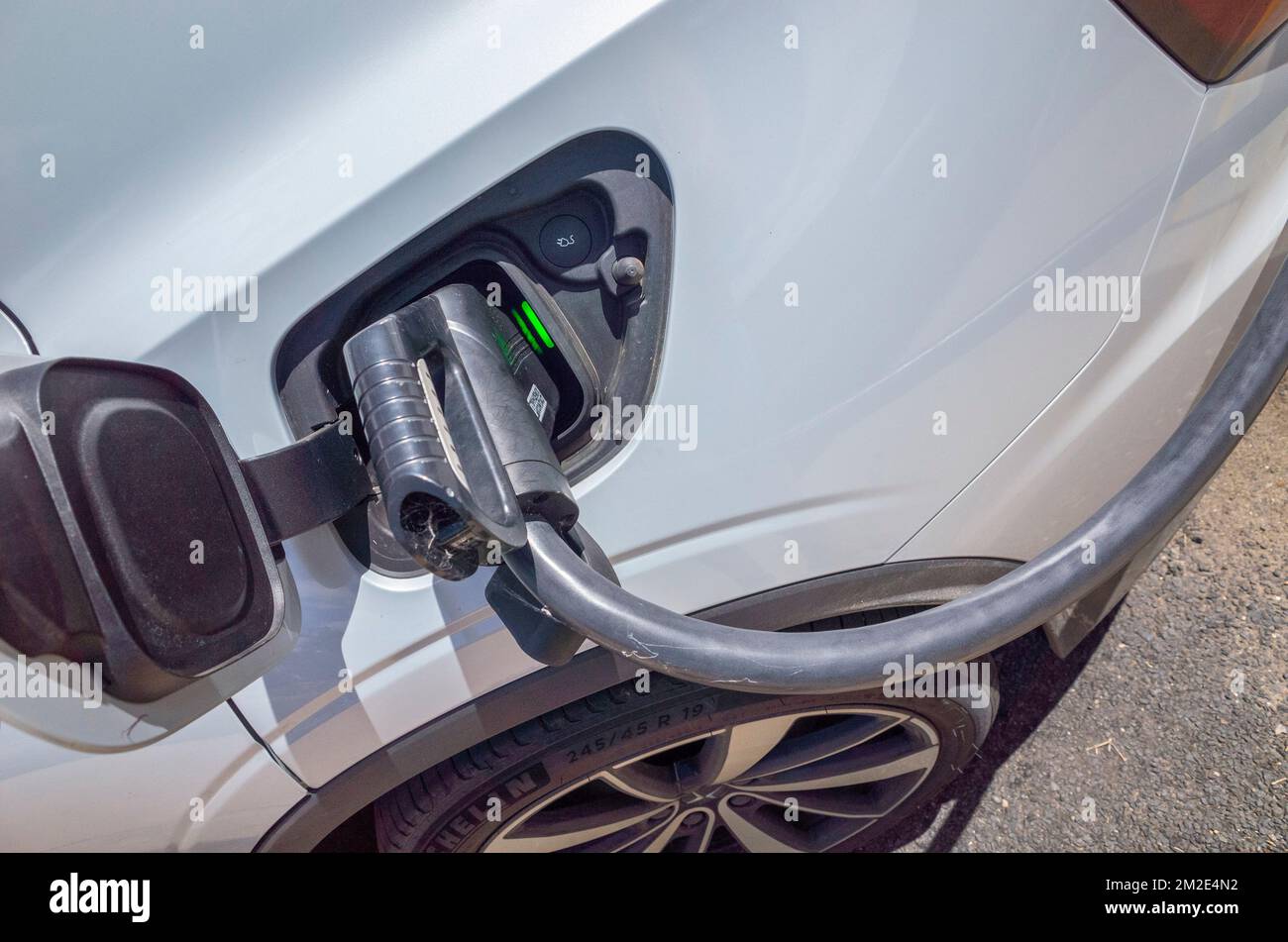 White Volvo Electric car being charged in Glen Innes, northern new ...