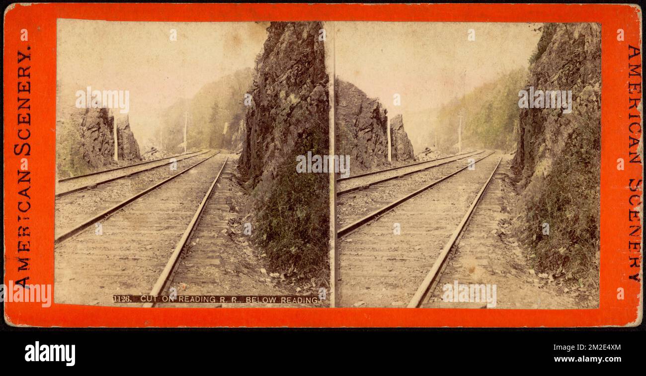 Cut on Reading R. R., below Reading , Railroad cuts, Railroad tracks ...