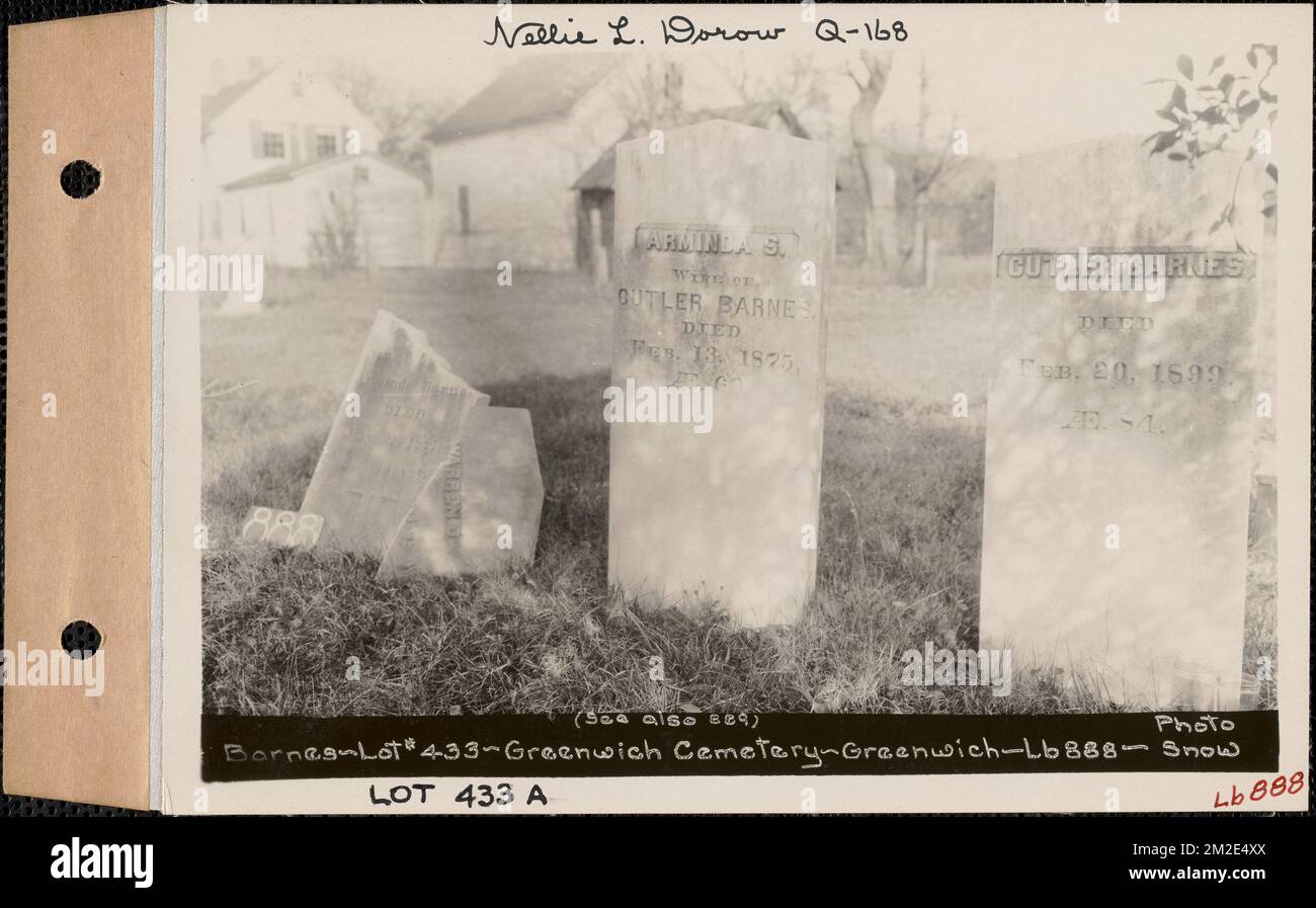 Cutler Barnes, Greenwich Cemetery, Old section, lot 433 (lot 433A ...
