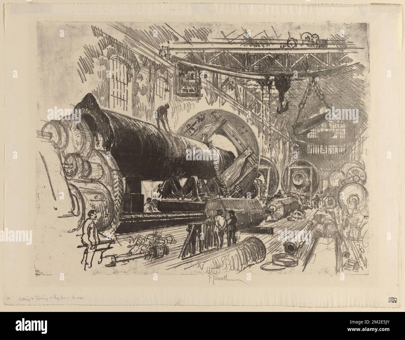 Cutting and turning a big gun , Artillery Weaponry, Ordnance industry ...