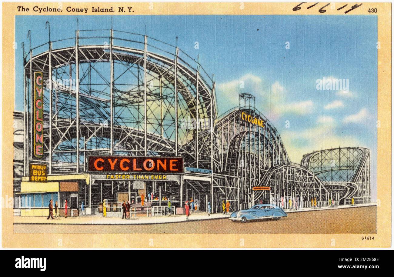 The Cyclone, Coney Island, N. Y. , Amusement rides, Tichnor Brothers ...