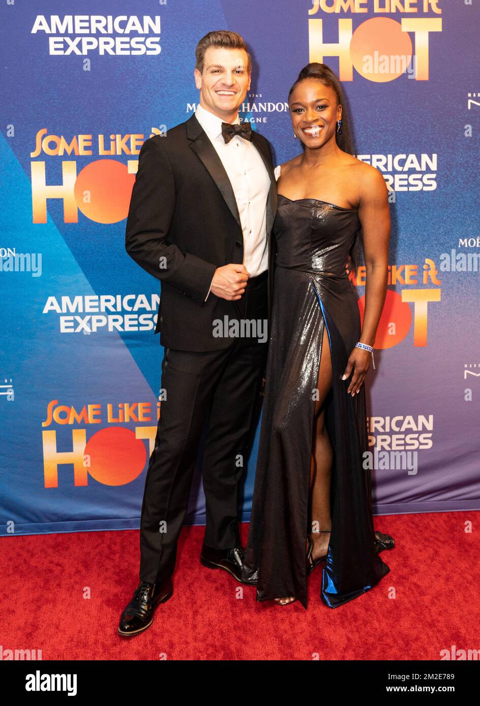 Brian Martin and Ester Antionne attend opening night for Some Like It ...
