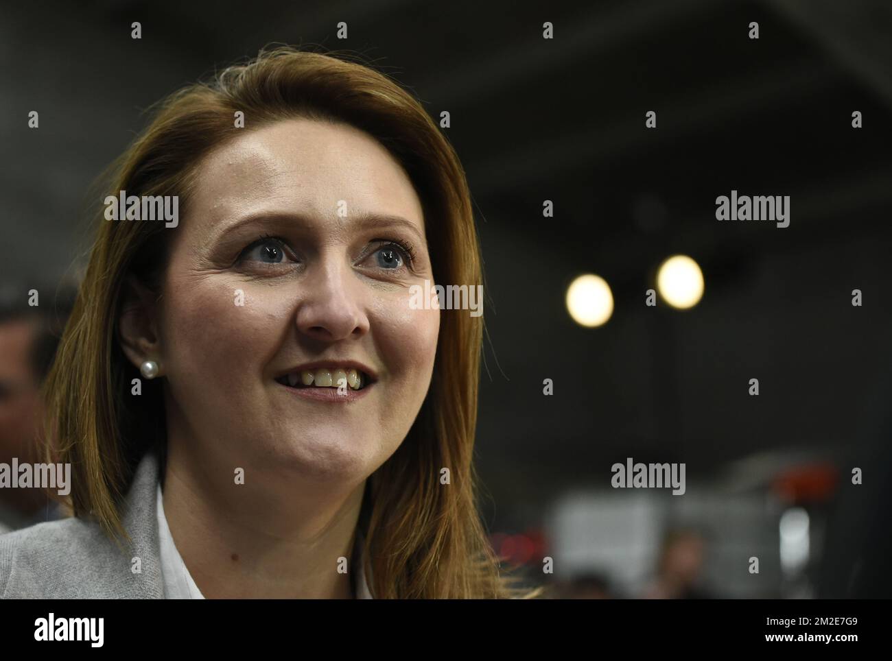 Open Vld chairwoman Gwendolyn Rutten talks to the press at the launch ...