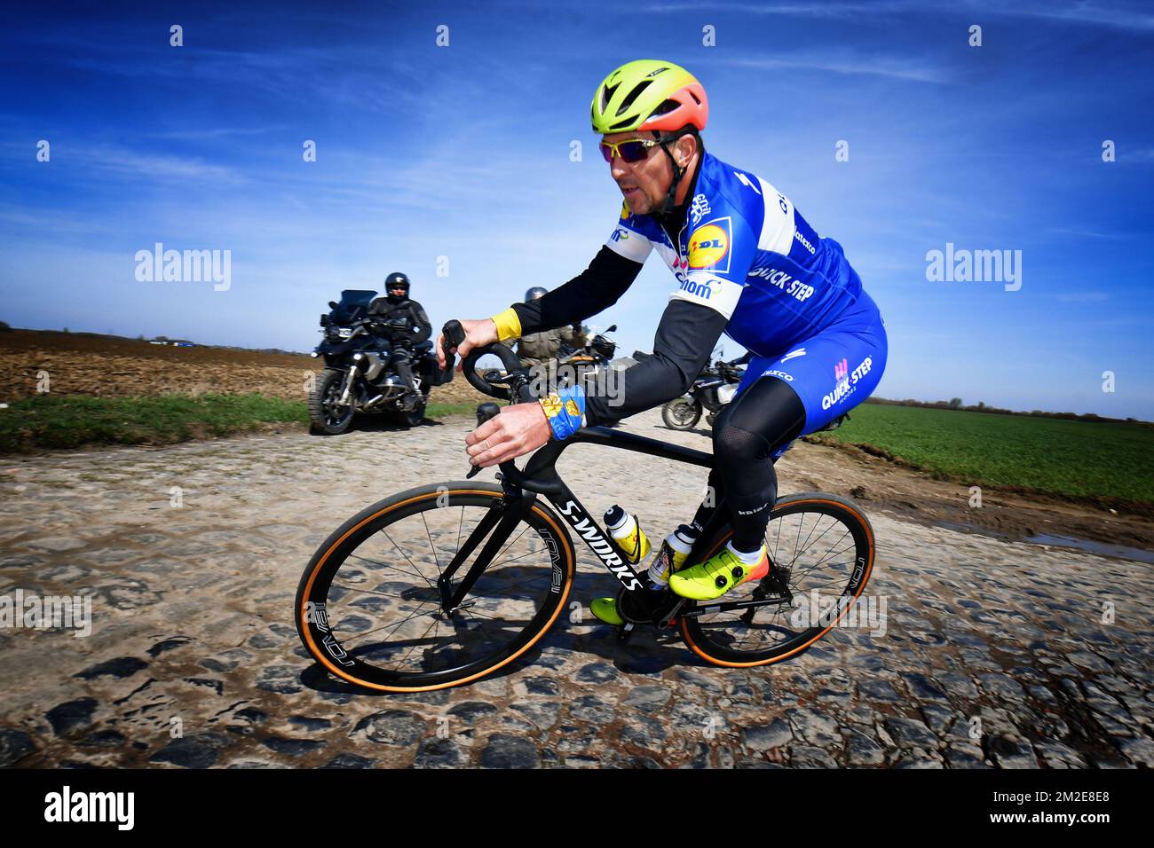 Former Belgian cyclist Johan Museeuw pictured in action during a track reconnaissance, Friday 06 ...